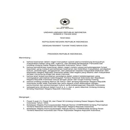 Uu 2 tahun 2002 | PDF