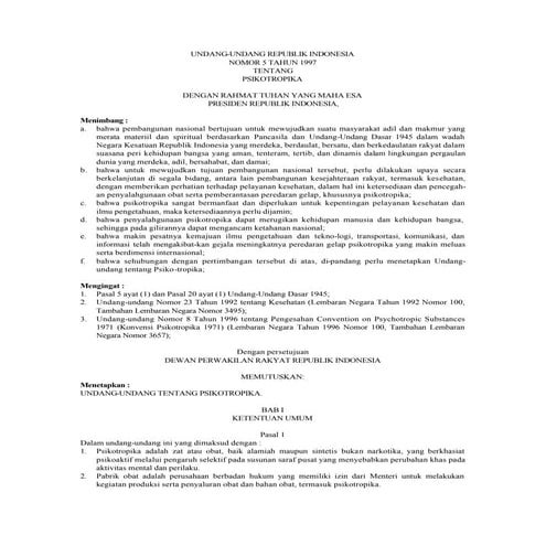 UU No.5 th 1997 ttg Psikotropika | PDF