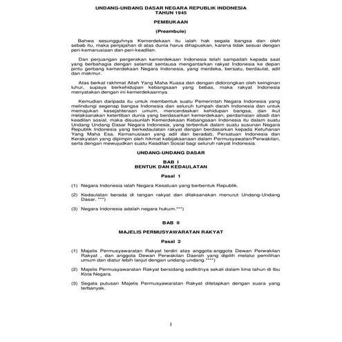 Undang Undang Dasar 1945 | PDF