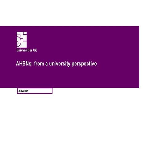 UUK AHSN discussion - higher education and health research