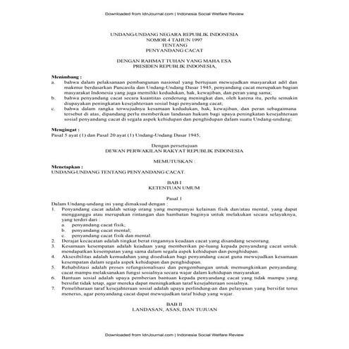 Uu no. 4 tahun 1997 idn journal | PDF
