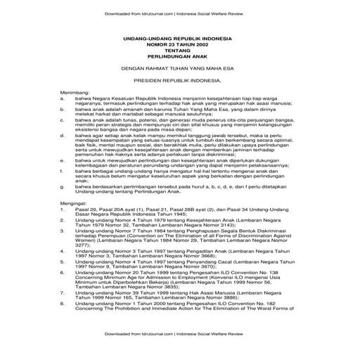 Uu no. 23 tahun 2002 idn journal | PDF