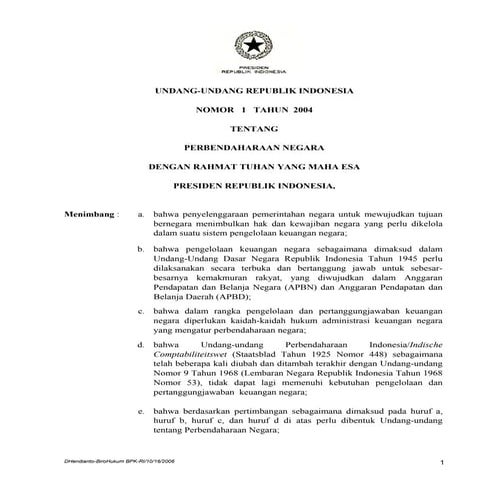 UU Nomor 1 Tahun 2004 | PDF