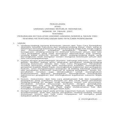 Uu no 28 tahun 2007 + penjelasan | PDF