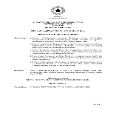 PEDOMAN PERSYARATAN TEKNIS BANGUNAN GEDUNG - PERATURAN MENTERI PEKERJAAN UMUM NOMOR : 29/PRT/M ...