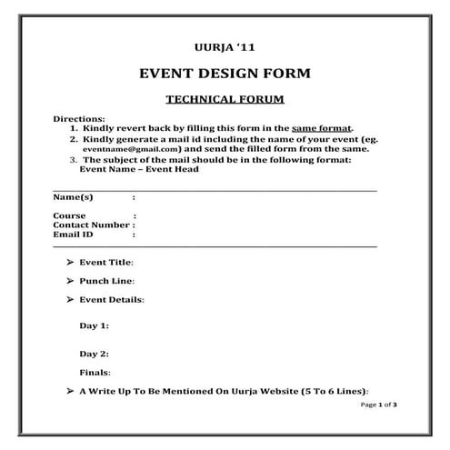 Uurja event design form | DOCX