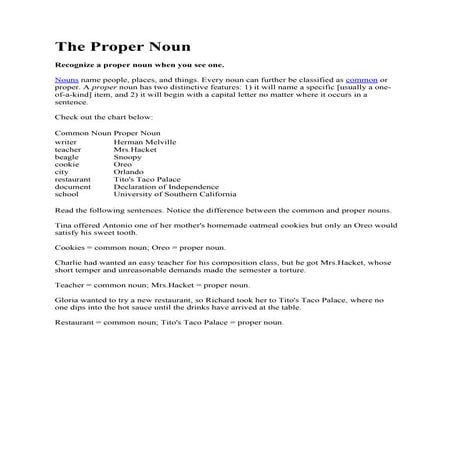 Proper Nouns and Common Nouns Detailed Lesson Plan | DOCX