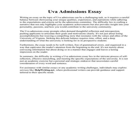 Uva Admissions Essay | PDF