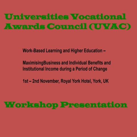 Uvac presentation nov 2012 | PPT