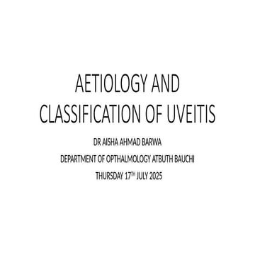 Aetiology and classification of uveitis. | PPTX