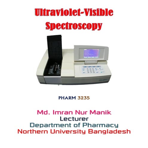 UV-Ultraviolet Visible Spectroscopy MANIK | PDF