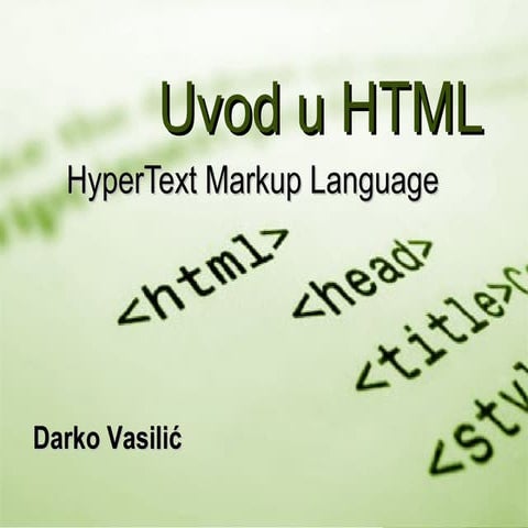 Uvod u html - osnovna škola | PPT