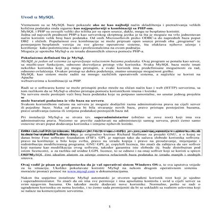 Uvod u mysql za početnike na srpskom, hrvatskom ili bosanskom | PPTX