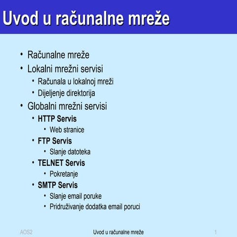 Uvod u racunalne mreze | PPT