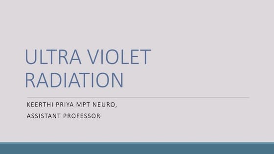 ULTRAVIOLET RADIATION THERAPY (UVR) | PDF