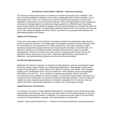 Uv sensors information | DOC