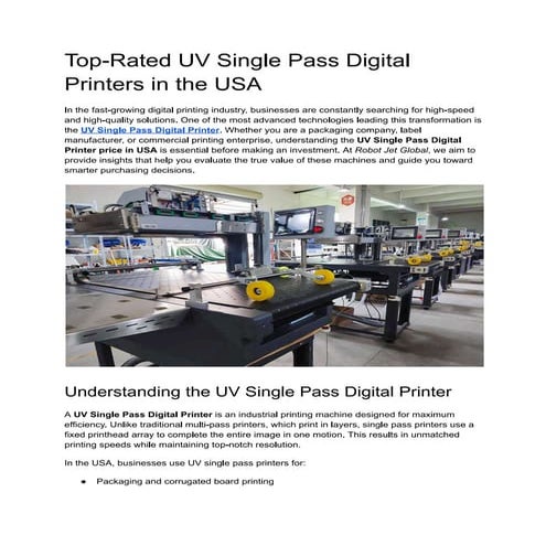 UV Single Pass Digital Printers in the USA | PDF