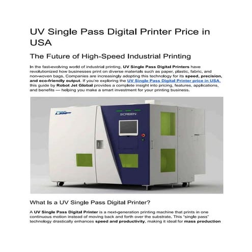 Single Pass Digital Printing Machines... | PDF