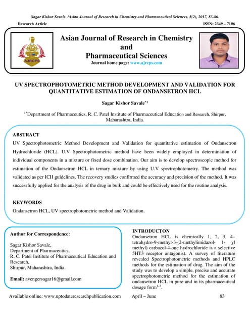 Uv Spectrophotometric Method Development And Validation For Quantitative Estimation Of