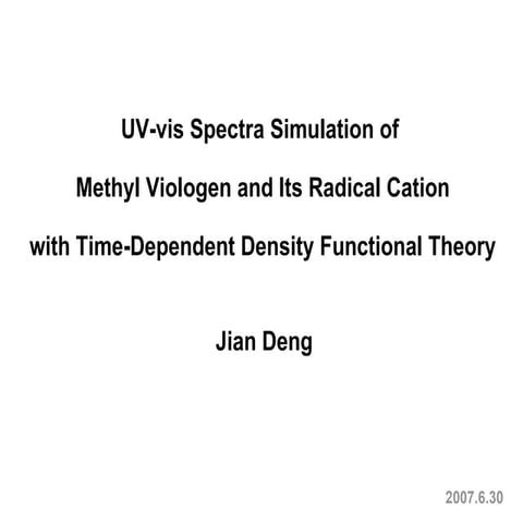 Uv Vis Calculated Of Mv2+ And Mv+ | PPT | Chemistry | Science