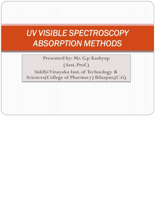 Principle of UV visible Spectroscopy | PPTX