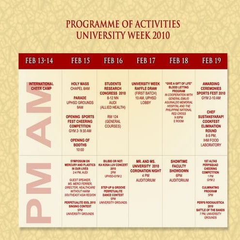 Uweek 2010 Programme Of Activities | PDF
