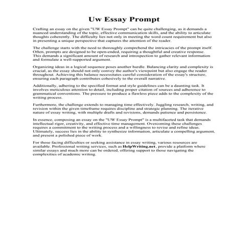 Uw Essay Prompt | PDF