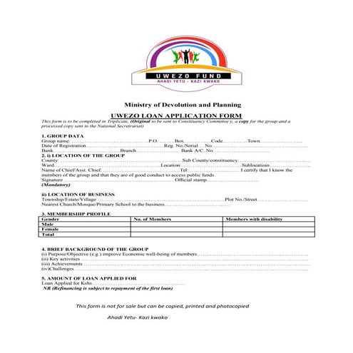 Uwezo Fund Application Form | PDF