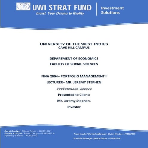 UWI STRAT ( Portfolio Project) | PDF
