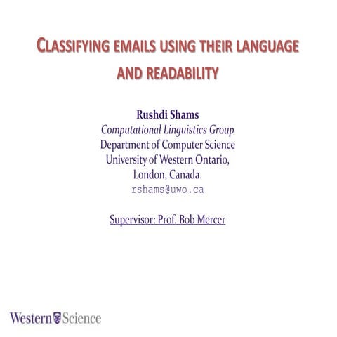 Email Classification based on their readability | PPTX