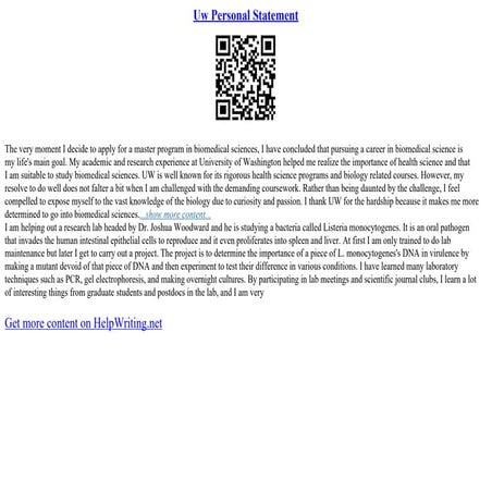 Uw Personal Statement | PPT