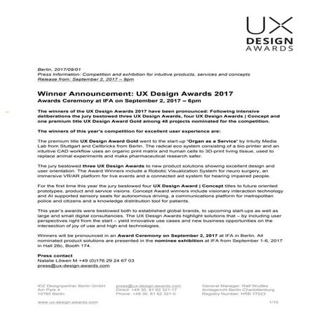 Ux design awards 2017 award winners en text | PDF