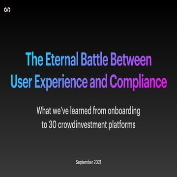 UX vs Compliance in Crowdinvesting | PPT