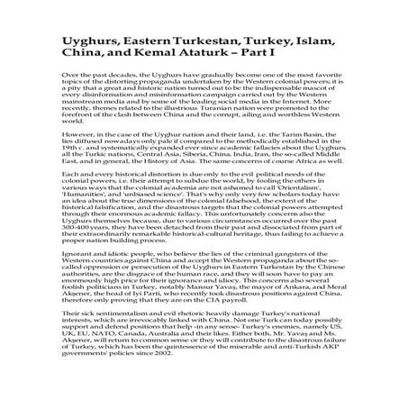Uyghurs, Eastern Turkestan, Turkey, Islam, China, and Kemal Ataturk ...