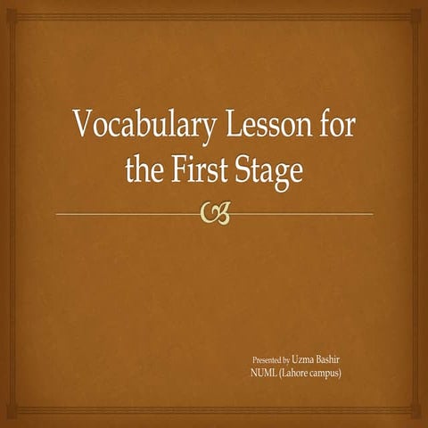 Vocabulary lesson for the first stage | PPTX