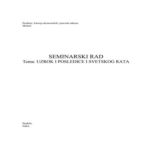 Uzrok i posledice i svetskog rata | PDF