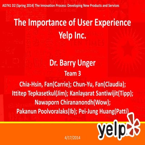 The Importance of User Experience for Yelp Inc. | PPTX