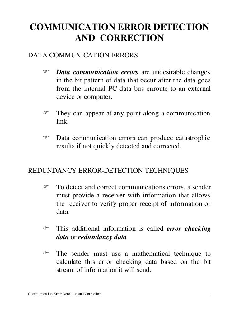 V Communication Error Detection And Correction