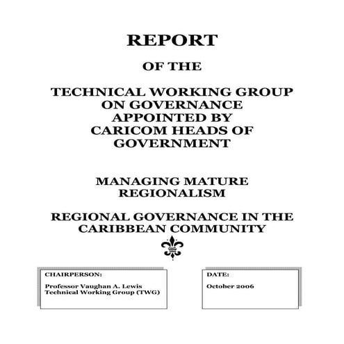 V. Lewis - Report Of The TWG On Governance ~ Managing Mature ...