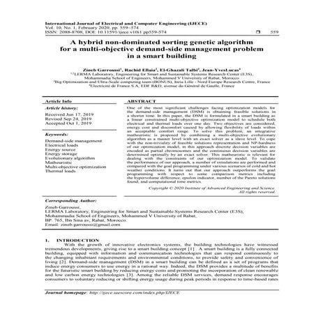 A Hybrid Non Dominated Sorting Genetic Algorithm For A Multi Objective Demand Side Management 