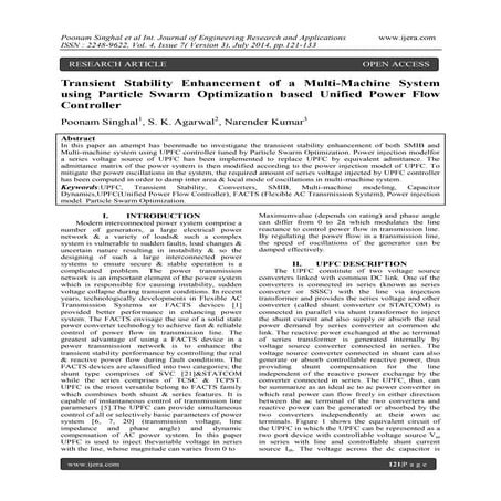 Transient Stability Enhancement of a Multi-Machine System using Particle Swarm Optimization ...