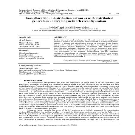 Loss Allocation In Distribution Networks With Distributed Generators