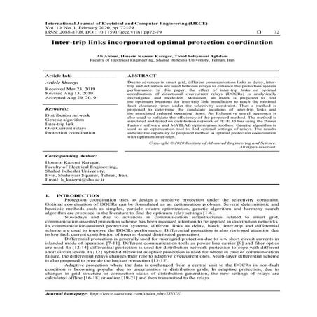 Inter-trip links incorporated optimal protection coordination | PDF