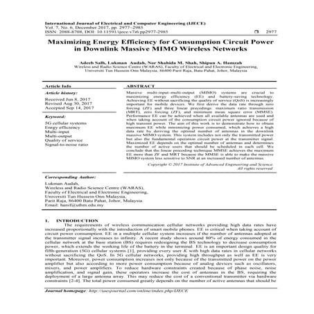 Maximizing Energy Efficiency for Consumption Circuit Power in Downlink ...