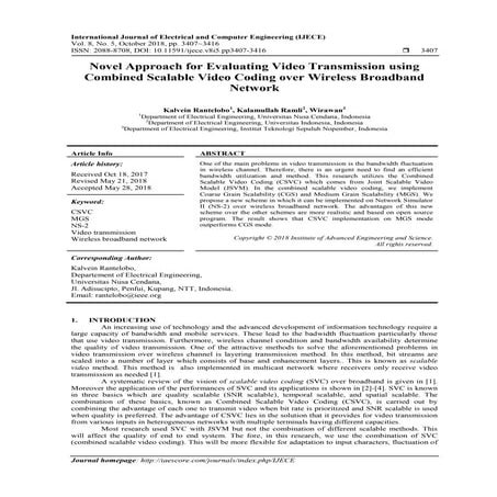 Novel Approach For Evaluating Video Transmission Using Combined Scalable Video Coding Over