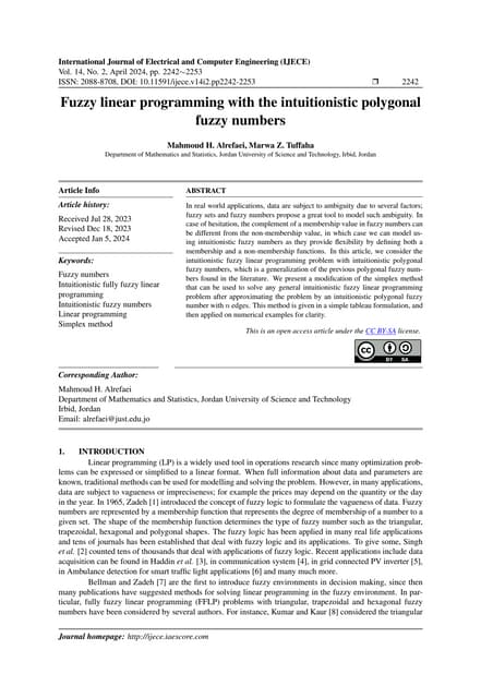 Fuzzy Linear Programming With The Intuitionistic Polygonal Fuzzy Numbers Pdf