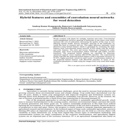 Hybrid Features And Ensembles Of Convolution Neural Networks For Weed Detection Pdf