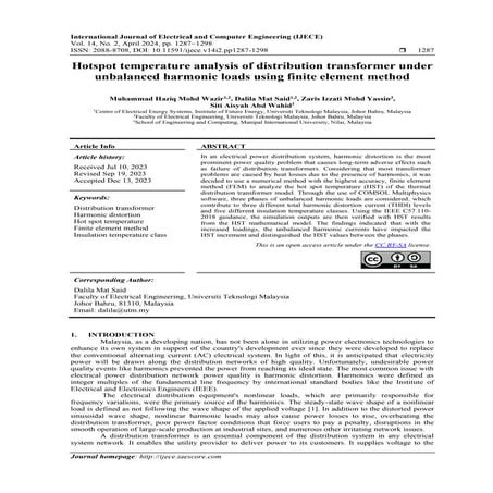 Hotspot temperature analysis of distribution transformer under unbalanced harmonic loads using ...