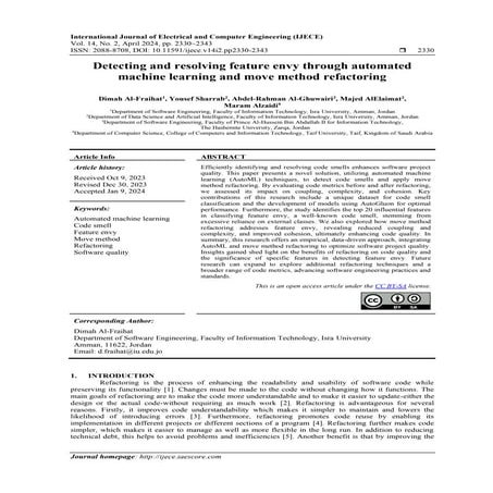 Detecting And Resolving Feature Envy Through Automated Machine Learning And Move Method
