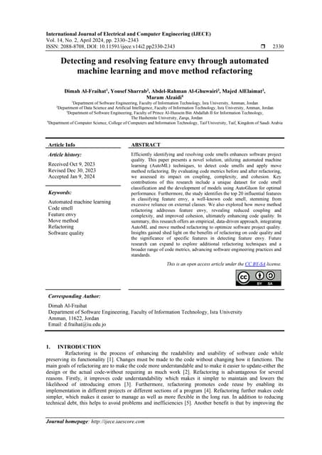 Detecting And Resolving Feature Envy Through Automated Machine Learning And Move Method